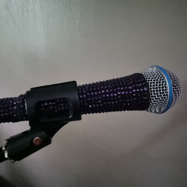 Rhinestone Striped Microphone Sleeve Cover for Wireless Mics Rainbow ...