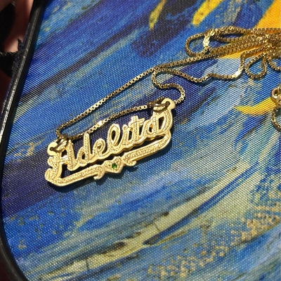 14K or 10K Solid Gold Diamonds Name Plate Personalized - Etsy