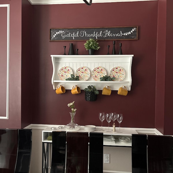 Hanging Plate Rack and Primitive Country Shelf Kitchen Wall Display ...