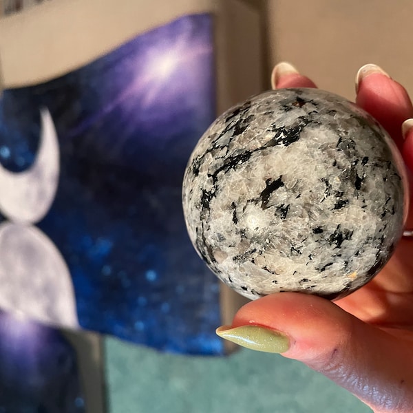 Rainbow MOONSTONE Crystal Ball - Carved Genuine Stone Sphere for ...
