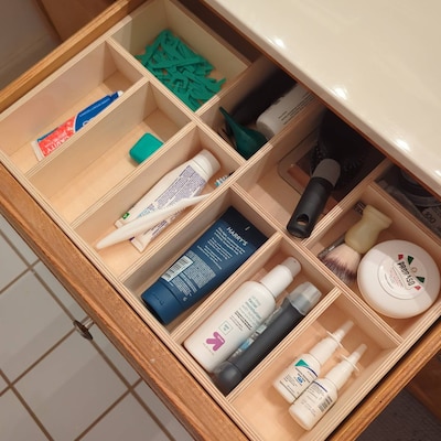 19 to 21 Inch Wide Drawer Insert, Custom Drawer Organizer, Wood Drawer ...