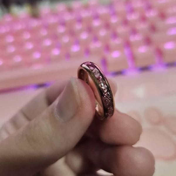 Crushed Pink Sapphire Wedding Ring,womens Wedding Band,rose Gold ...