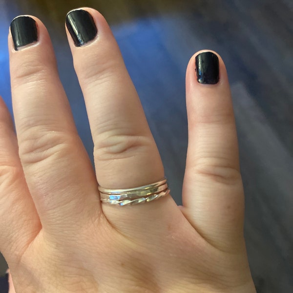 Sterling Silver Stacking Rings - Three Ring Band Set, Stackable Ring ...
