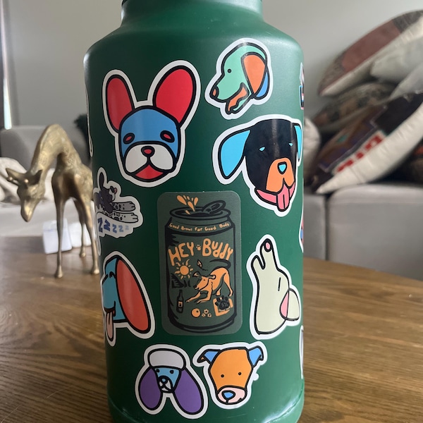 HEY BUDDY Beer // Weatherproof Vinyl DOG Sticker // Water Bottle ...