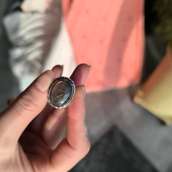 Natural Large Pear Shape Purple Labradorite Stone Pendant, 925 Sterling ...