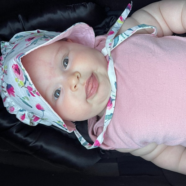 Baby Girl Bonnet, Floral Bee Toddler Sun Hat, Cotton Sunbonnet for ...