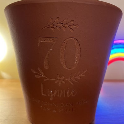 70th Birthday Personalised Plant Pot Engraved 70th Birthday Gift for ...