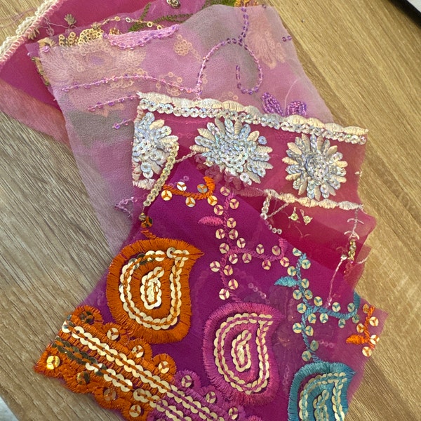 Mixed Assorted Embellished Sari Fabric Remnants Scraps - 10 Pieces - Etsy