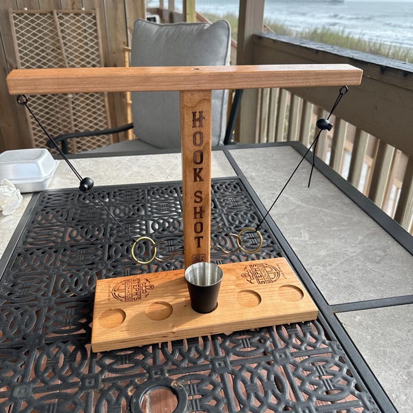 Personalized Ring & Hook Game, Solid Cherry or Walnut Ring Toss Game ...