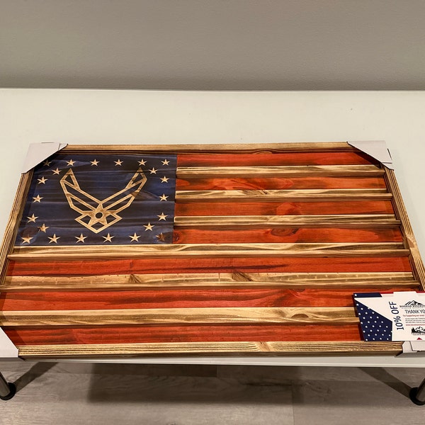 US Air Force Challenge Coin Display Rack Holder - Rustic American Flag ...