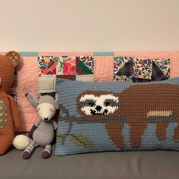 Crochet Pillow Pattern, Sloth Pillow, Crochet Sloth Pattern, Sloth ...