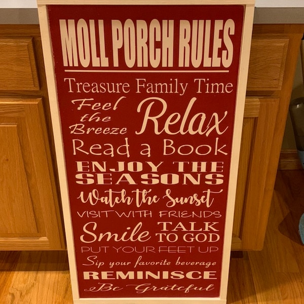 Personalized Porch Rules Sign: Custom Wooden Family Sign, Farmhouse ...