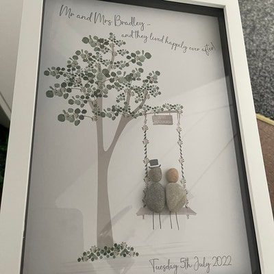 Personalised Wedding Swing Pebble Picture Pebble Art Wedding Framed ...