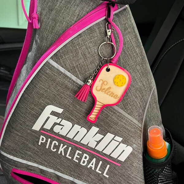 Pickleball Keychain or Bag Tag, Engraved With Name and Saying - Etsy
