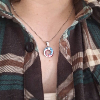 Transgender Pride Pendant Necklace, Chainmail Love Knot, Trans Pride ...