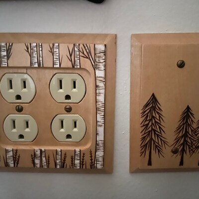 Wooden Triple Light Switch Cover With Wood Burned & Water - Etsy