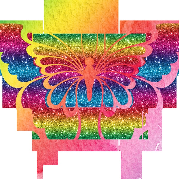 30 Rainbow Glitter & Watercolor Butterfly Clip Arts 300 Dpi Instant ...