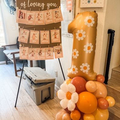 Daisy Number Balloon Tower Giant 40 Inch Number Balloon Structure Daisy ...