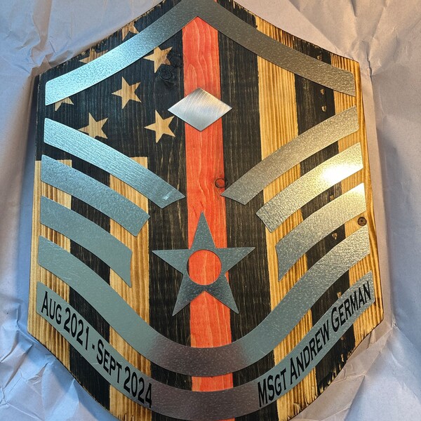 Rustic Space Force Military Rank Wall Plaque Metal & Wood Free Shipping ...