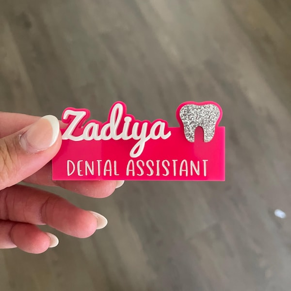 Cute Dental Name Tag, Personalized Dental Assistant Gift for Her ...