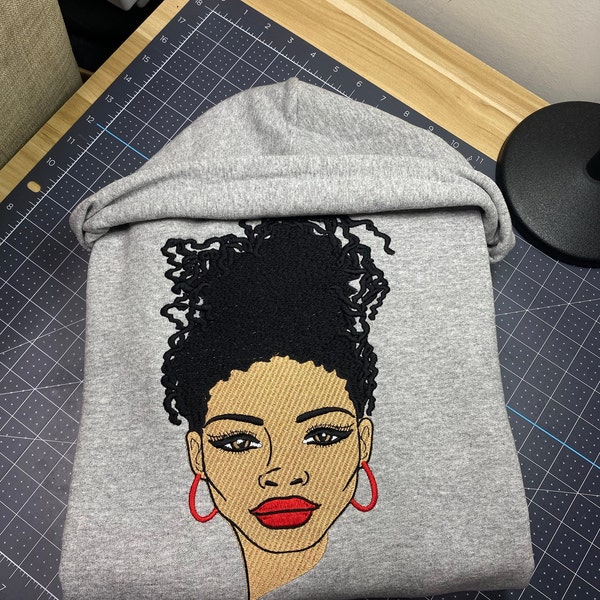 Black Woman Embroidery Design, African American Woman Embroidery File ...