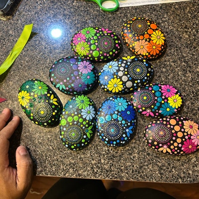 Dot Art Sea Turtle Hand Painted Rocks, Small Gift, Garden Decor, Sea ...