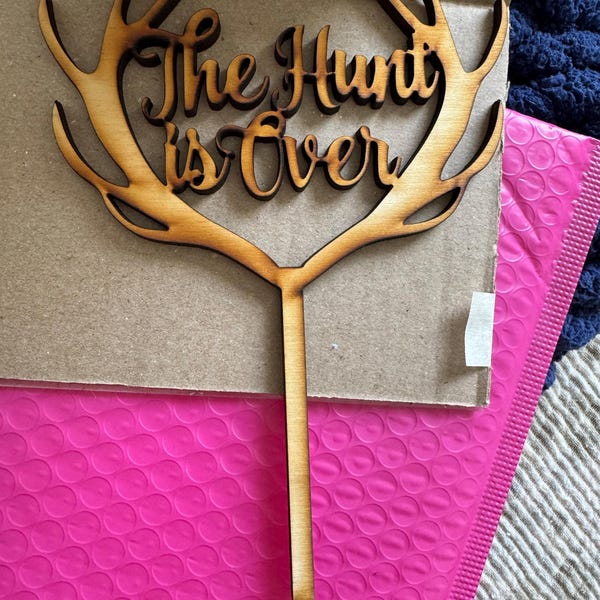 Wedding Cake Topper, the Hunt is Over, Deer Antlers, Bridal Shower ...
