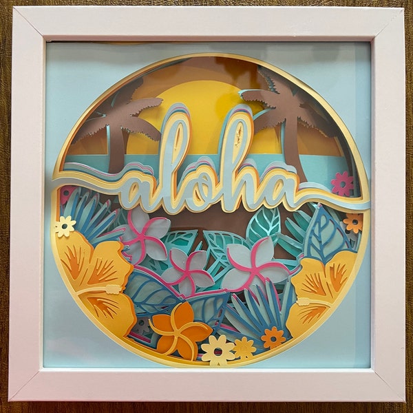 3D ALOHA SVG -hawaiian Shadow Box Svg -beach Svg - Layered Cardstock ...
