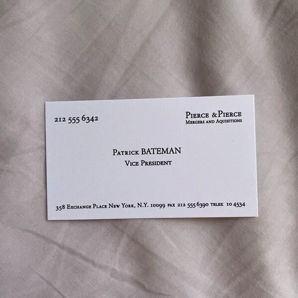 American Psycho - Patrick Bateman Business Card Replicas / Movie Prop ...