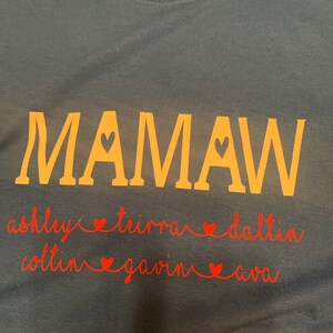 Custom SVG File MAMAW and Children's Names Svg Cut File Decal Tshirt ...