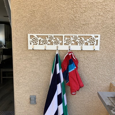 4 Hook Weatherproof PVC Tropical Leaf Cutout Hat Towel Suit Pool ...