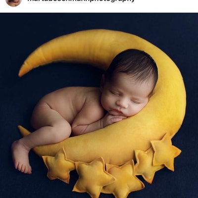 Suede Crescent Moon Pillow Props for Newborn Photography With Stars ...