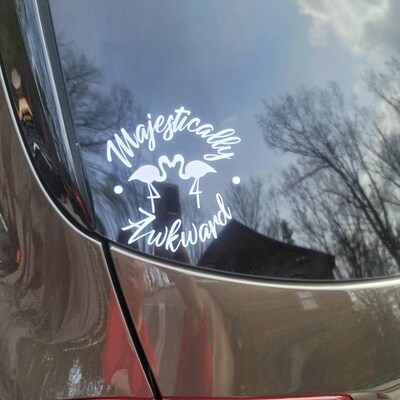 Pink Flamingo Majestically Awkward Vinyl Cup Car Window Decal ...