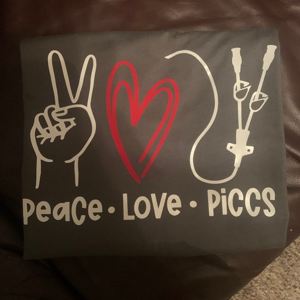 PICC Heart ECG Short Sleeve Shirt T-shirt - Nurse Work Shirt - Nurse ...