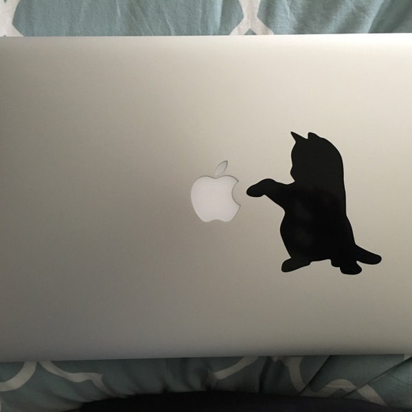 Cat Pawing Decal Mac Apple Logo Cover Laptop Vinyl Decal Sticker ...