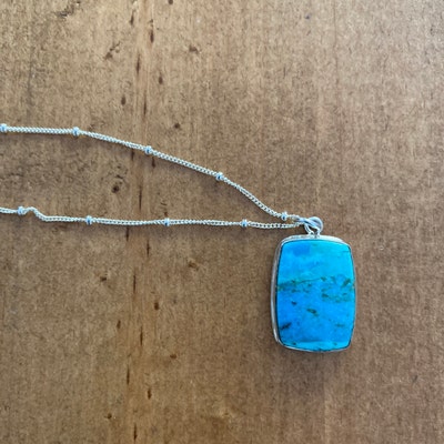 Turquoise Necklace, Turquoise Bar Pendant, Kingman Turquoise Necklace ...