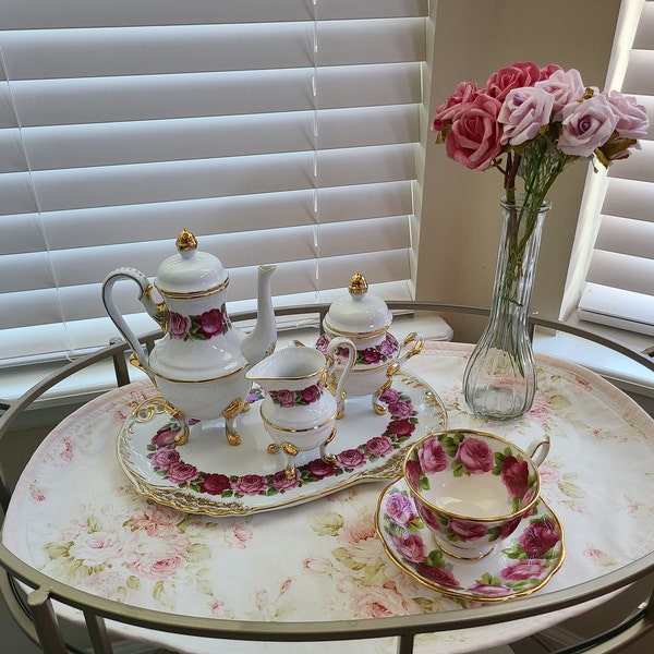Vintage Victoria Garden Rose Tea Set - Etsy