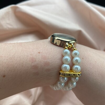 White Freshwater Pearl Bracelet Watch Beaded Bracelet Watch Women's Watch Women's for Gift ...