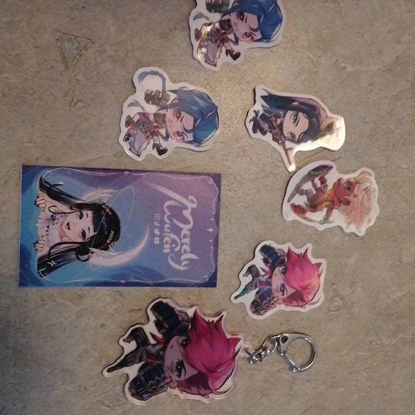 Arcane Keychain Charm, Holographic Sticker, Vi, Caitlyn, Jinx, Ekko ...