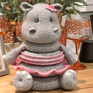Hippo Stacking Toy Crochet Pattern Amigurumi Safari Animal - Etsy