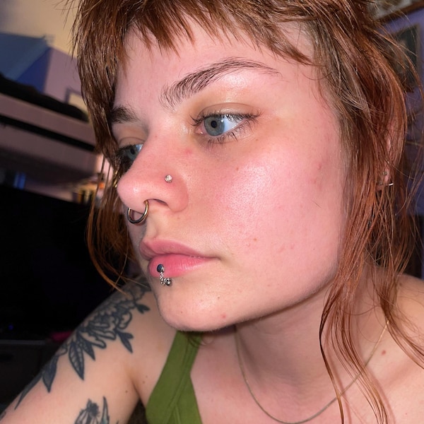 Handmade Vertical Labret Piercing Chain: Stainless Steel Lip Jewelry - Etsy