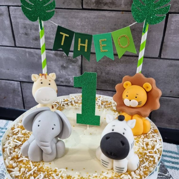 Custom Jungle Cake Topper, Personalised Jungle Cake Bunting ...