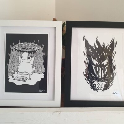 Gengar Shadow of Clefable Pokemon Inspired Art Print Poster - Etsy ...