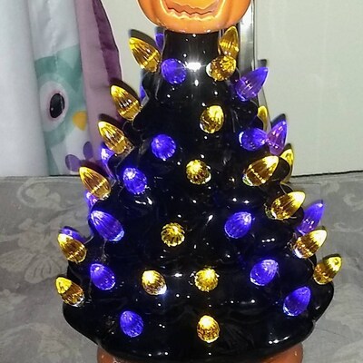 RJ Legend 15-inch Ceramic Tree Decoration Multicolor Bulbs Silver Tree ...