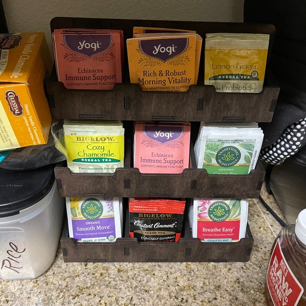 Tea Bag Organizer, Wood Tea Bag Holder, Tea Organizer Vertical, Tea ...