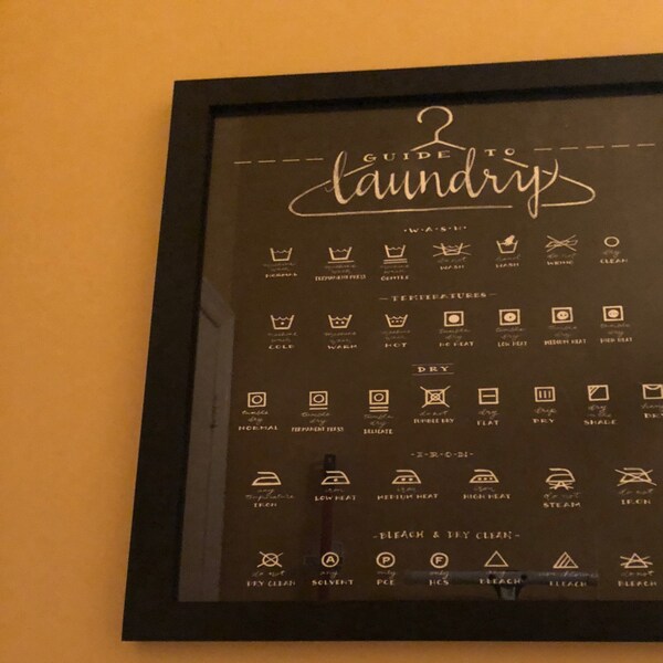 Laundry Symbols Guide, Calligraphy Art, Housewarming Gift, Chalkboard ...