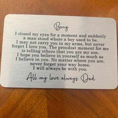 Personalised Sentimental Keepsake Wallet Card Handwriting Font Style ...