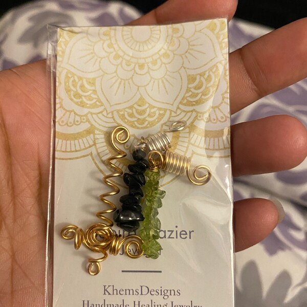 Gemstone Loc Charms Hair Accessories Hair Charms Crystal Loc Charms ...