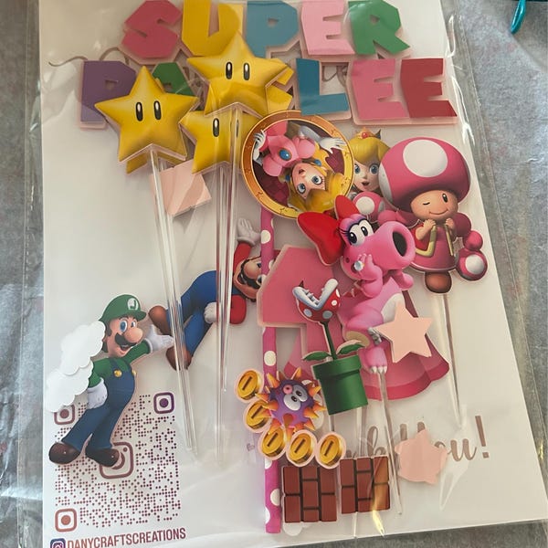 Princess Peach Cake Topper: Super Mario Birthday Party Decor - Etsy