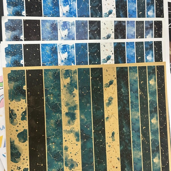 Star Washi Tape, Digital Washi Tape, Starry Night Patterned Washi ...